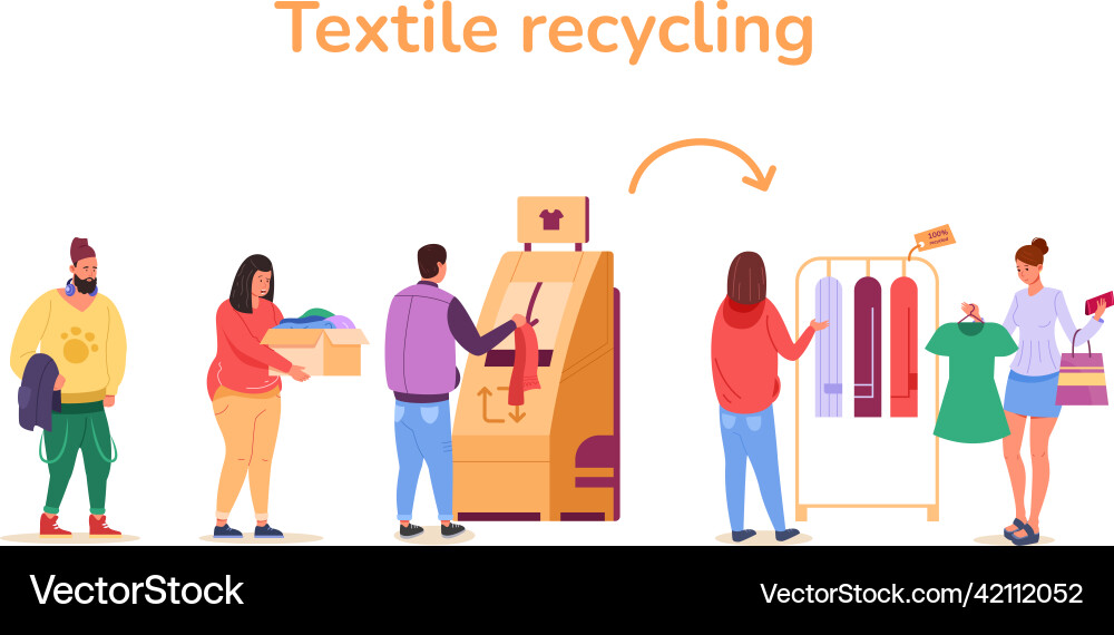 People Recycling Clothes Royalty Free Vector Image