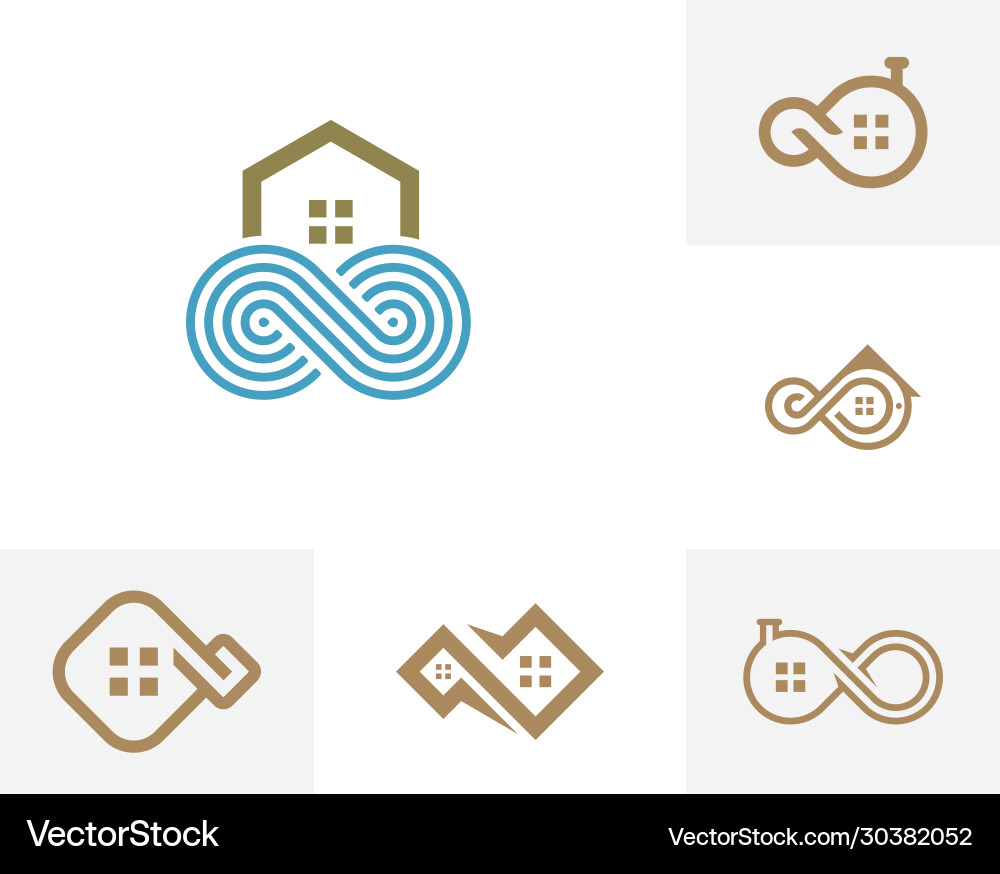 Set infinity house logo template creative Vector Image