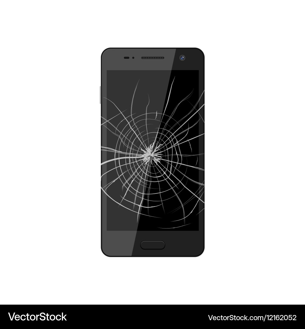 Smartphone with broken screen Royalty Free Vector Image