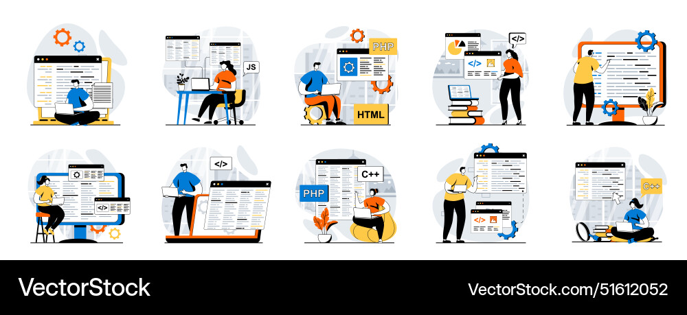 Software development web concept with people Vector Image