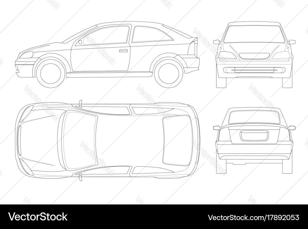Automotive Line Art Car Template Royalty Free Vector Image