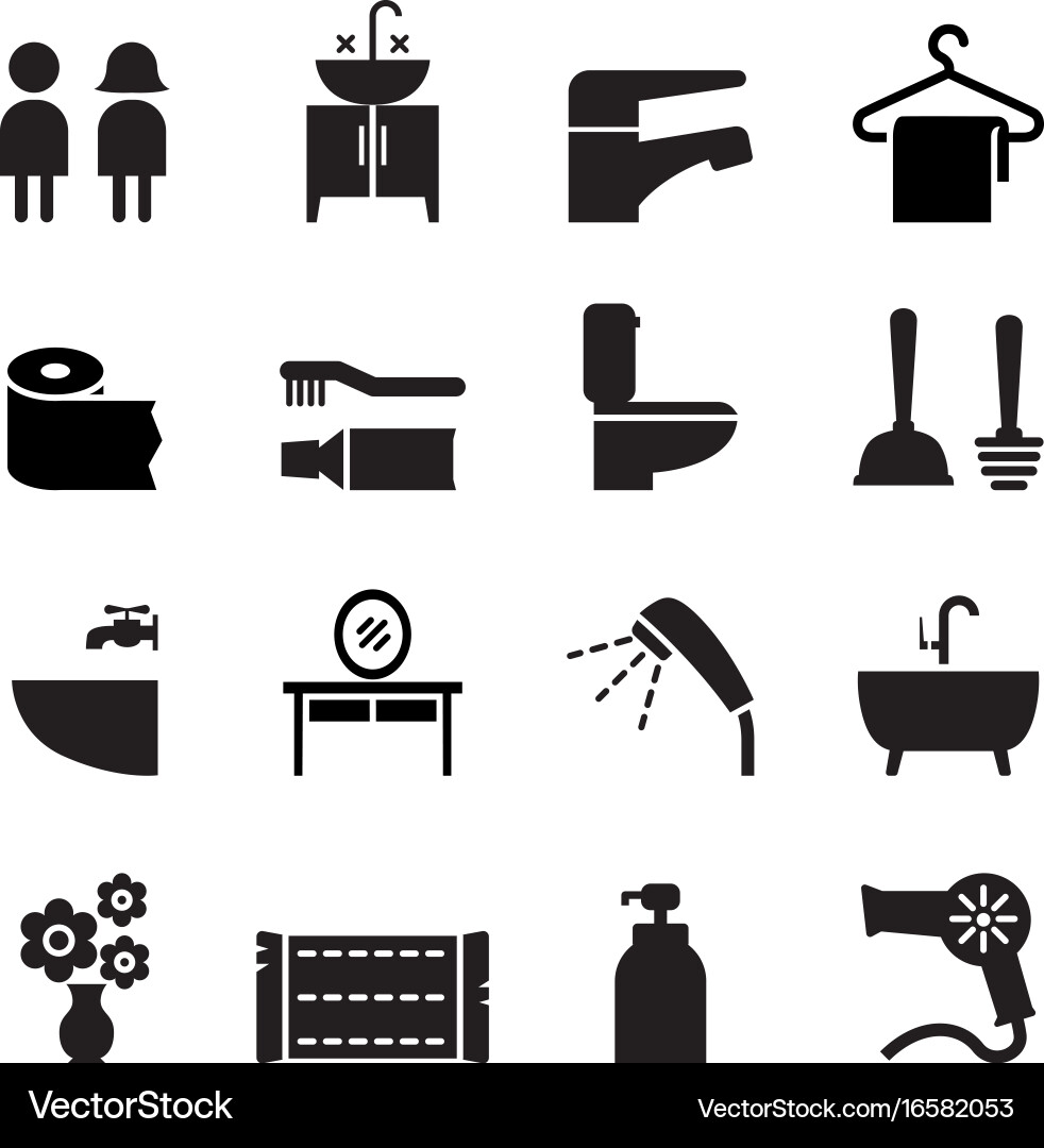 Bathroom Icon Set - Toilet & Sink Royalty Free Vector