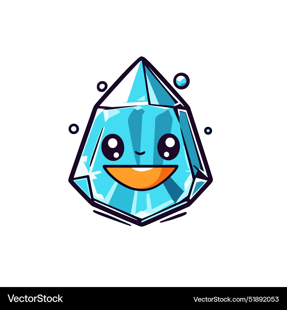 Blue crystal cartoon with smiling face Royalty Free Vector