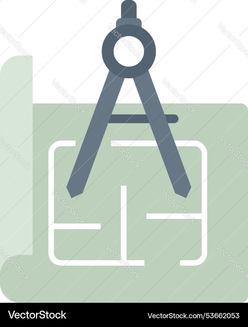 Compass drawing house plan on blueprint Royalty Free Vector