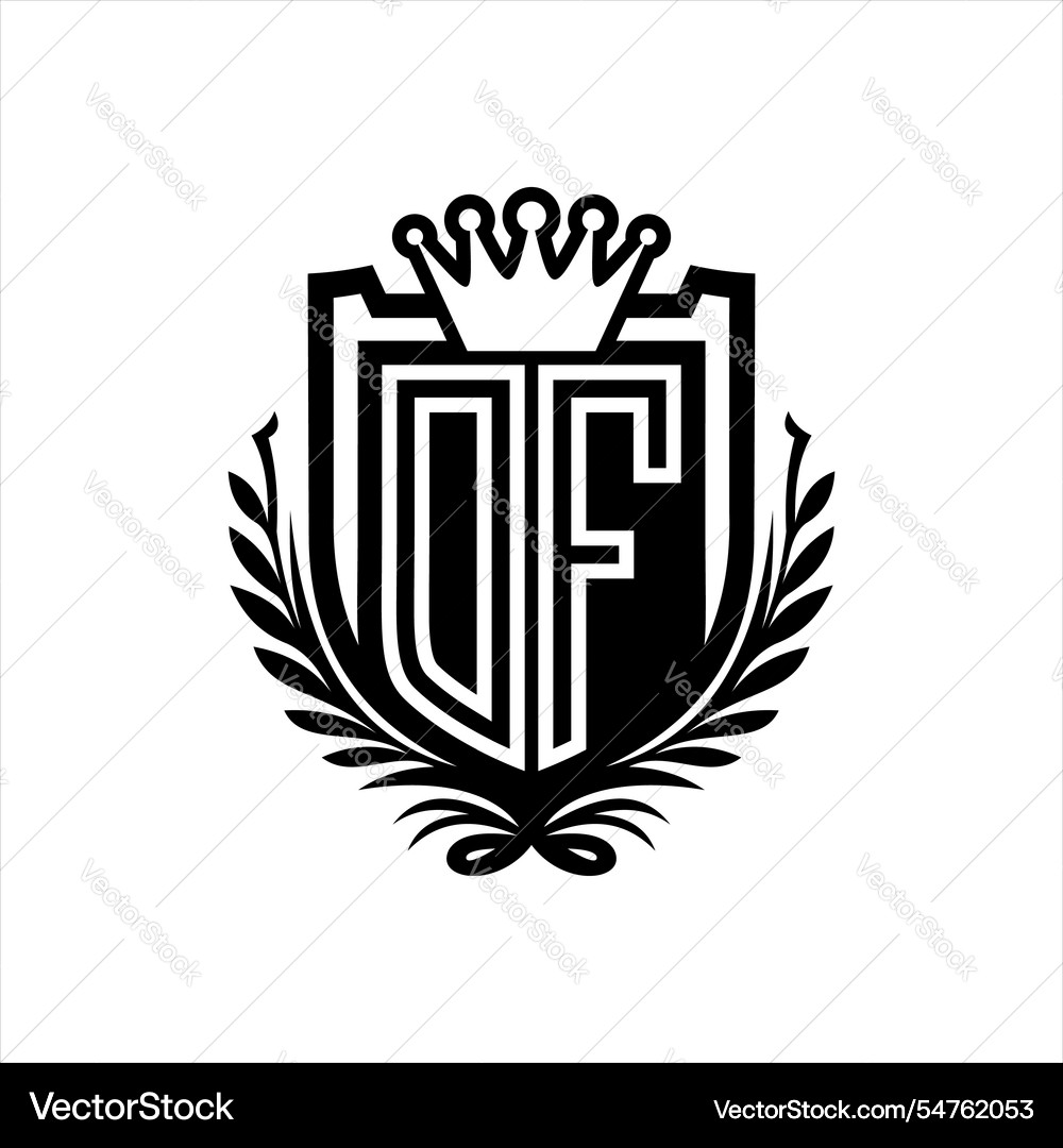 Df logo heraldic shield shape with crown vintage Vector Image