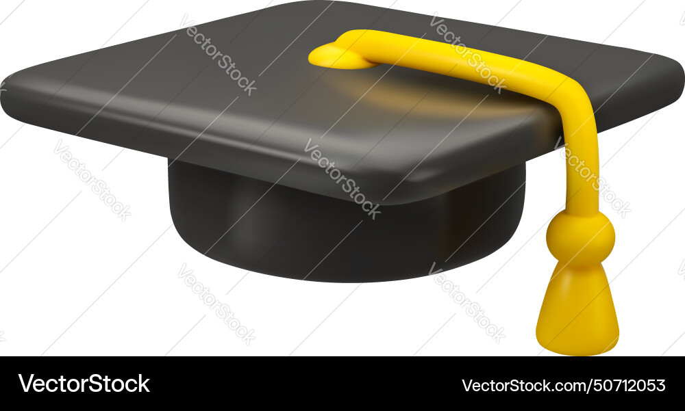 Graduation cap 3d icon Royalty Free Vector Image