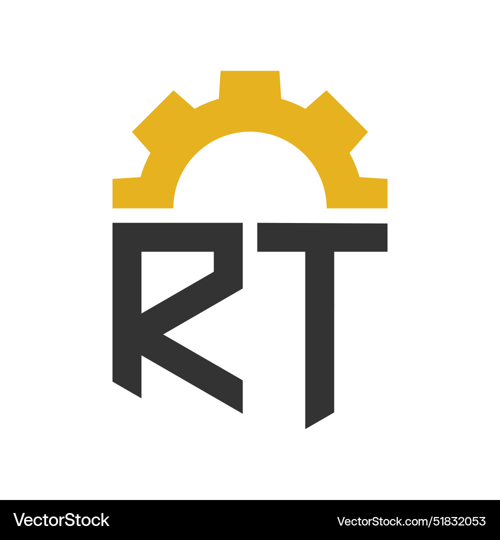 Letter rt gear logo design for service center Vector Image