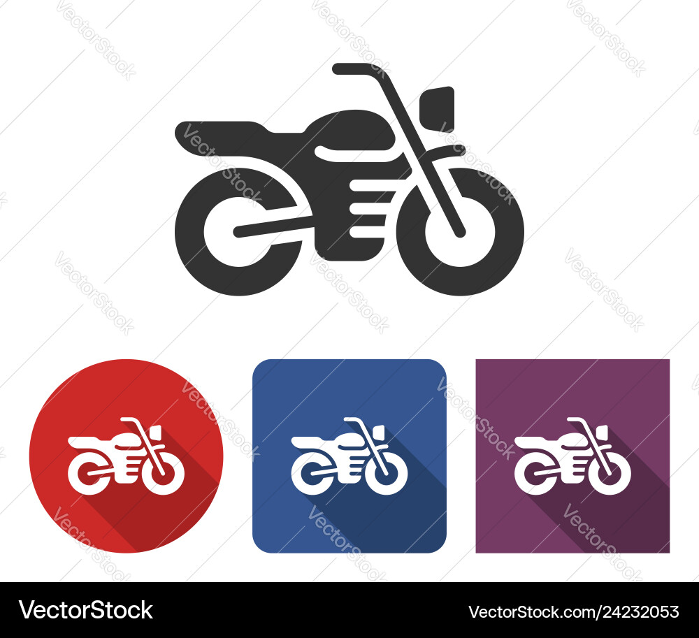 Motorcycle icon in different variants with long Vector Image