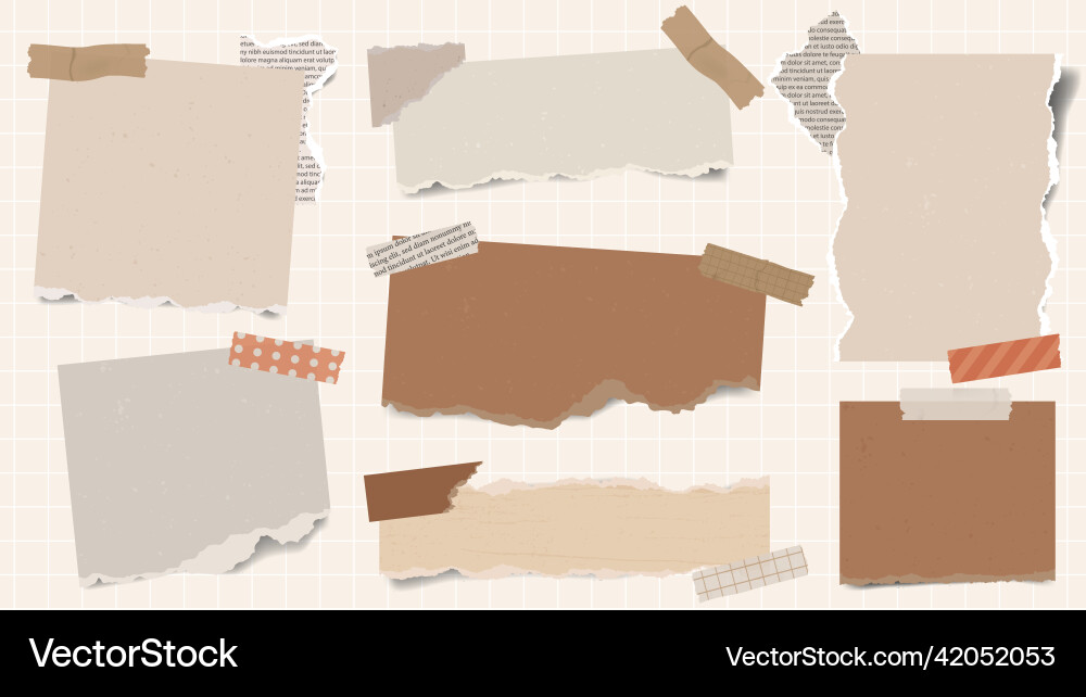Realistic brown torn ripped paper sheets Vector Image