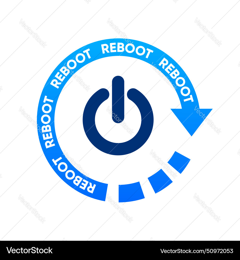 Reboot or restart logo restarting technology Vector Image