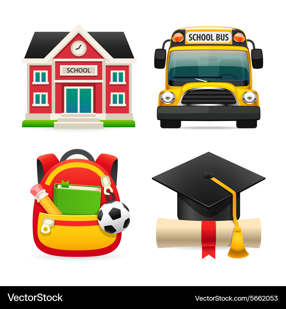 Set of four school icons Royalty Free Vector Image