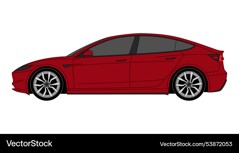 Tesla Model 3 Electric Car Royalty Free Vector Image