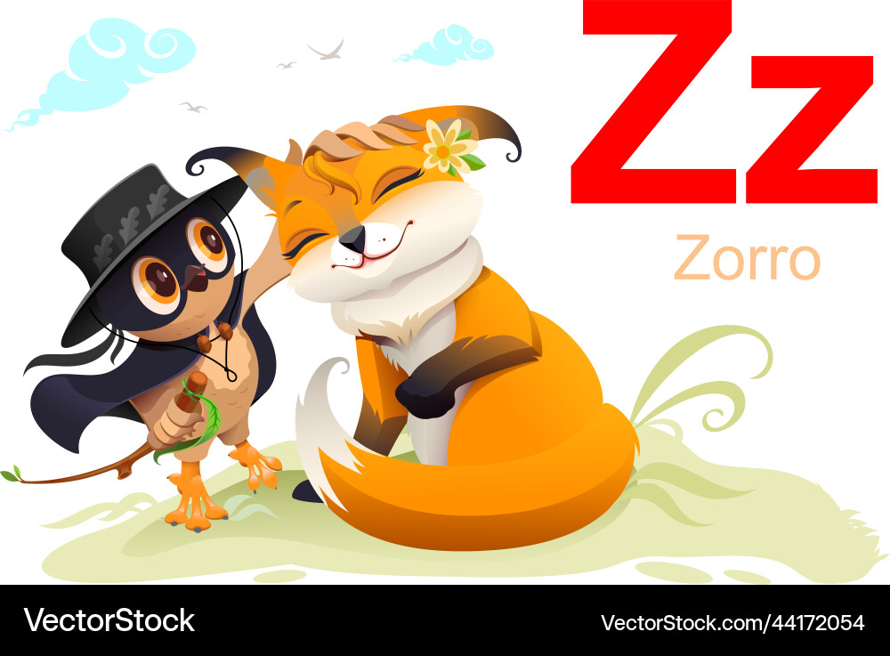 Abc spanish alphabet education letter z fox Vector Image