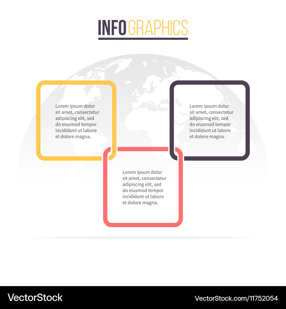 Business infographics timeline with 3 steps Vector Image