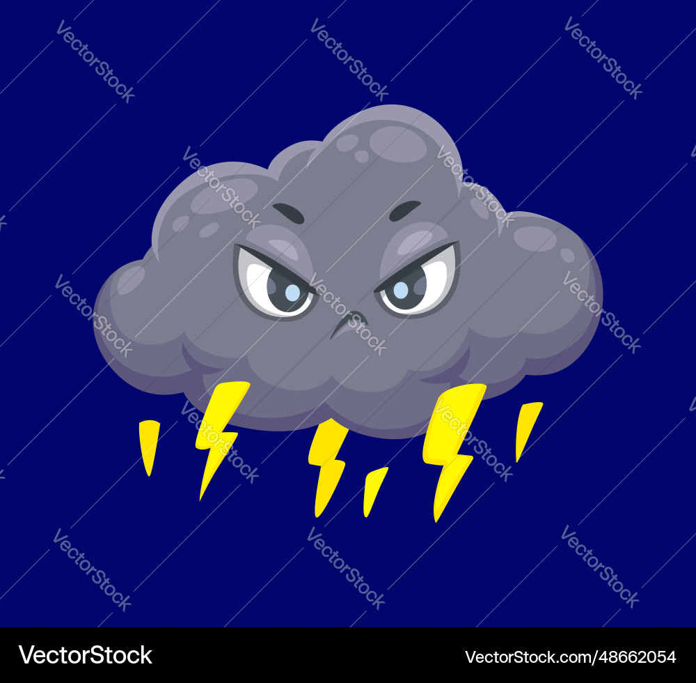 Cartoon cute lightning cloud weather character Vector Image