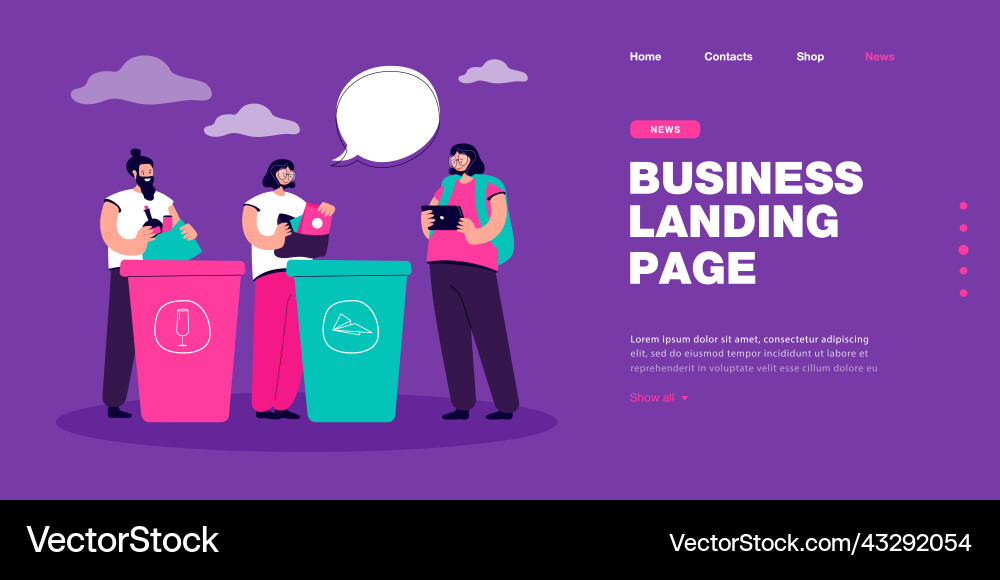 Cartoon man and woman sorting garbage Royalty Free Vector