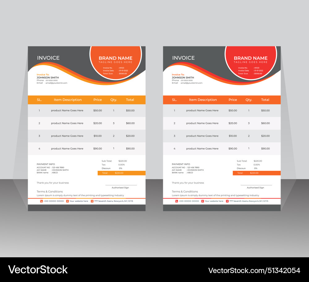 Creative and modern invoice template design Vector Image