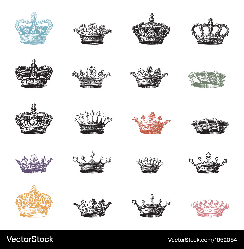 Crown set Royalty Free Vector Image - VectorStock