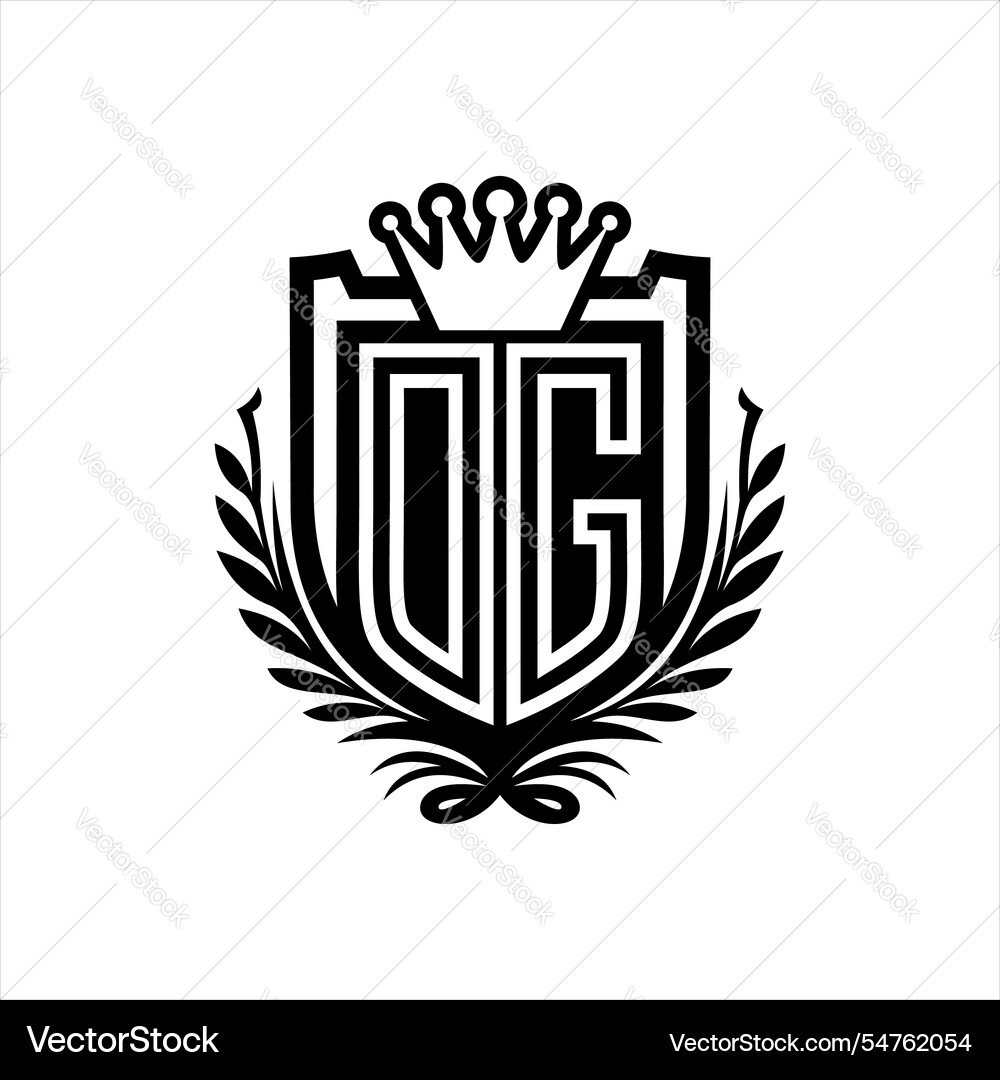 Dg logo heraldic shield shape with crown vintage Vector Image