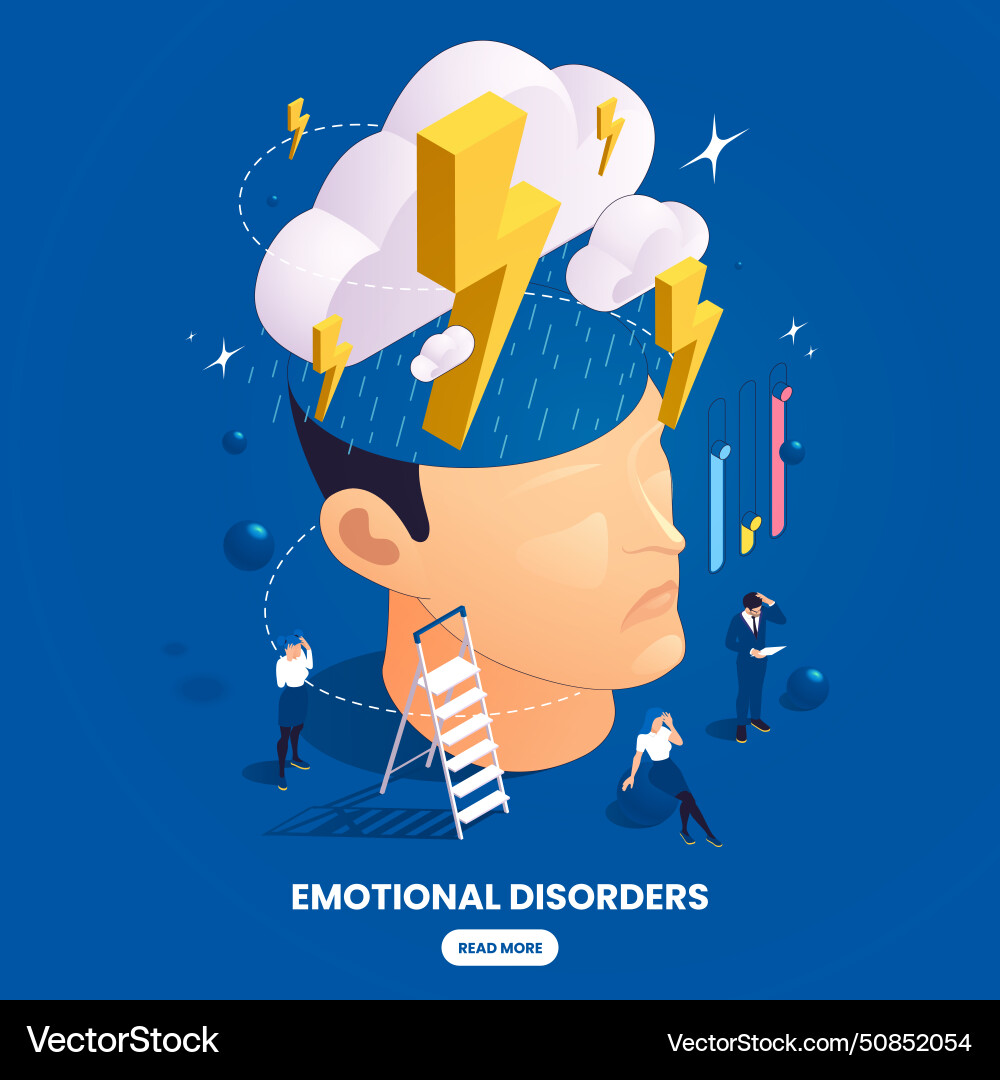 Emotional disorders isometric background Vector Image