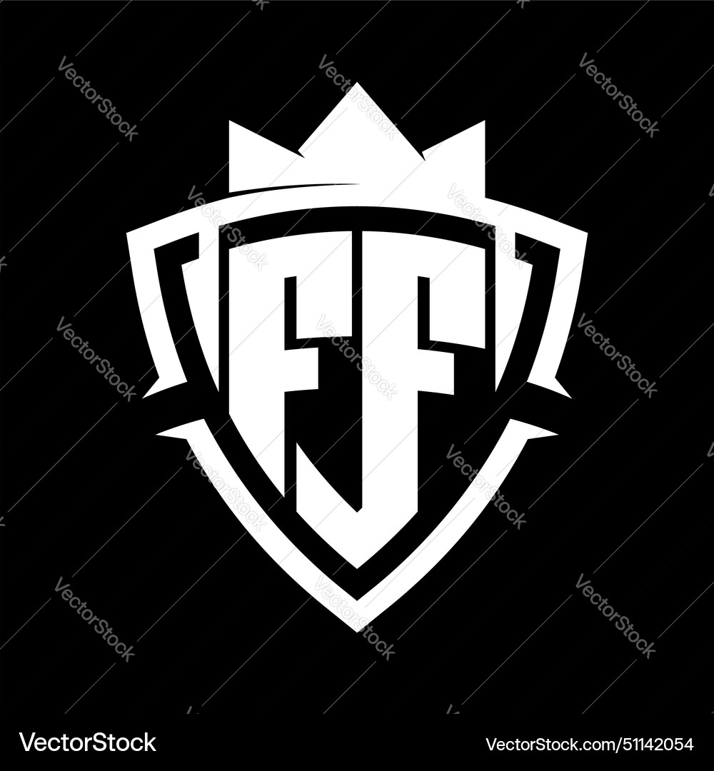 Ff letter monogram with triangle curve shield Vector Image