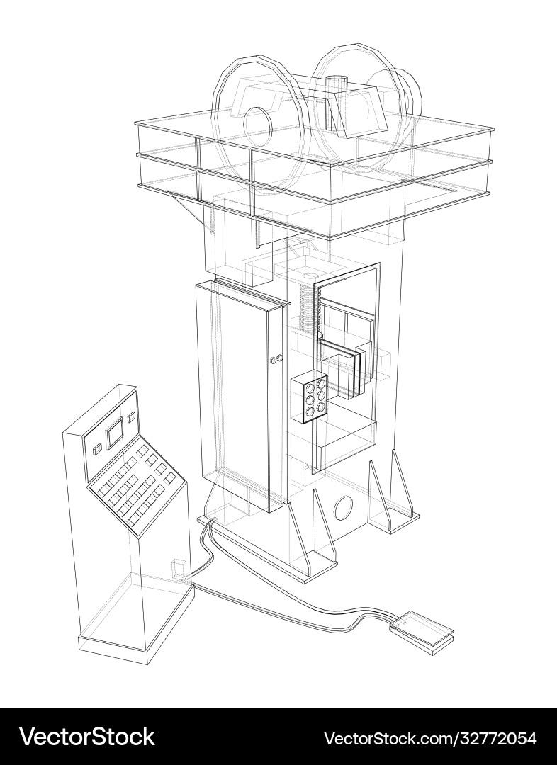 Friction screw press concept outline Royalty Free Vector