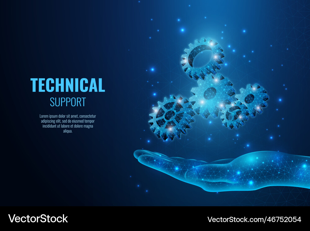 Gear engine technical wireframe hand for digital Vector Image