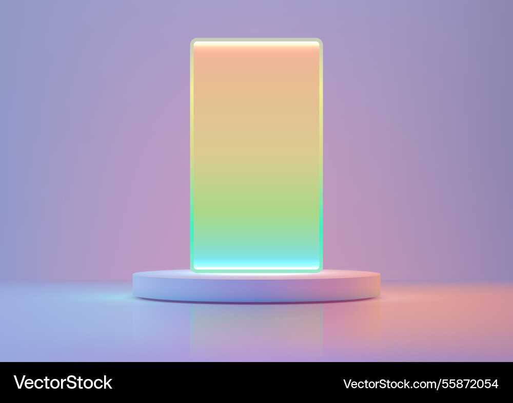 Glowing rectangular panel with yellow to blue Vector Image