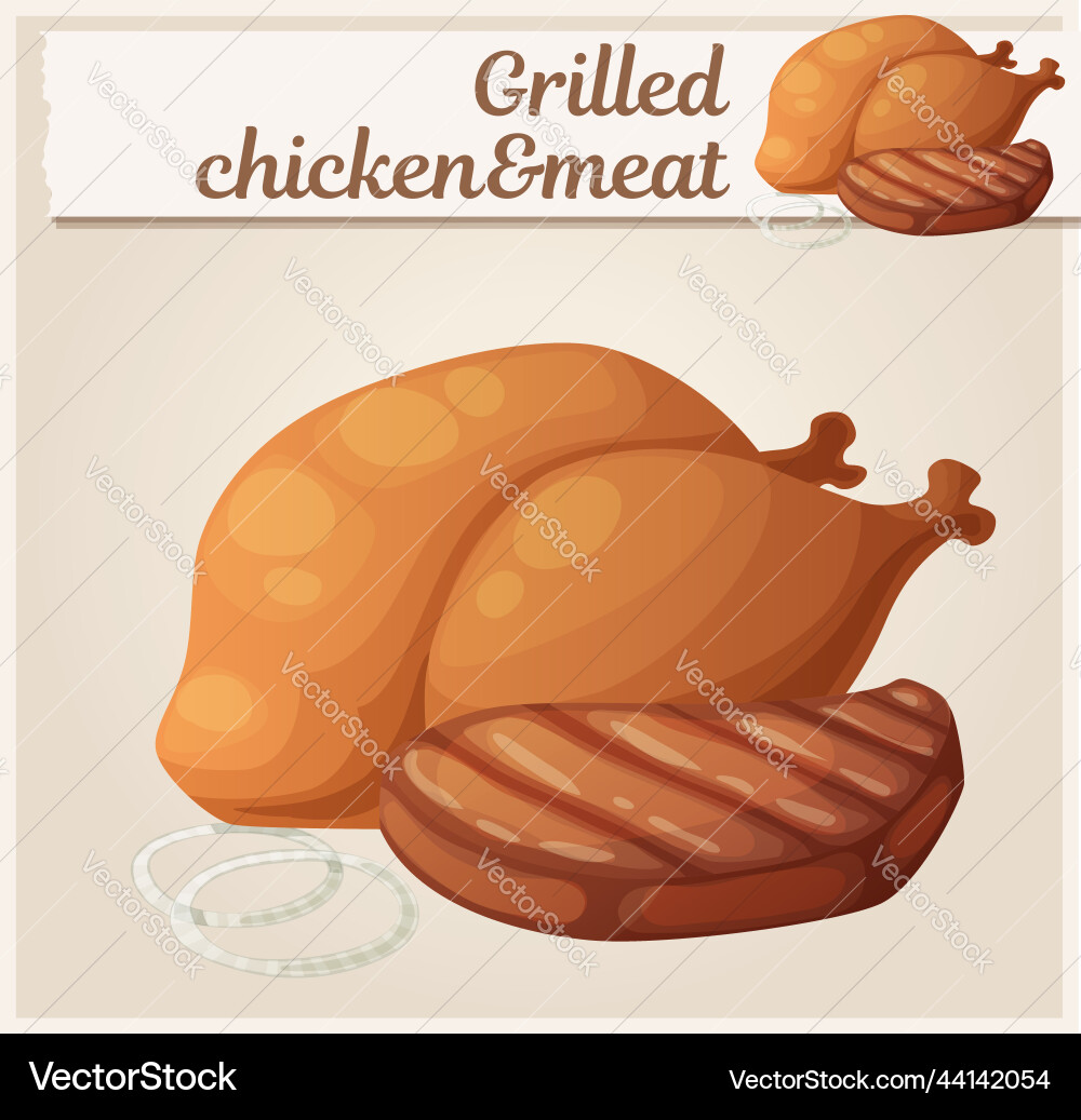 Grilled chicken and meat cartoon Royalty Free Vector Image