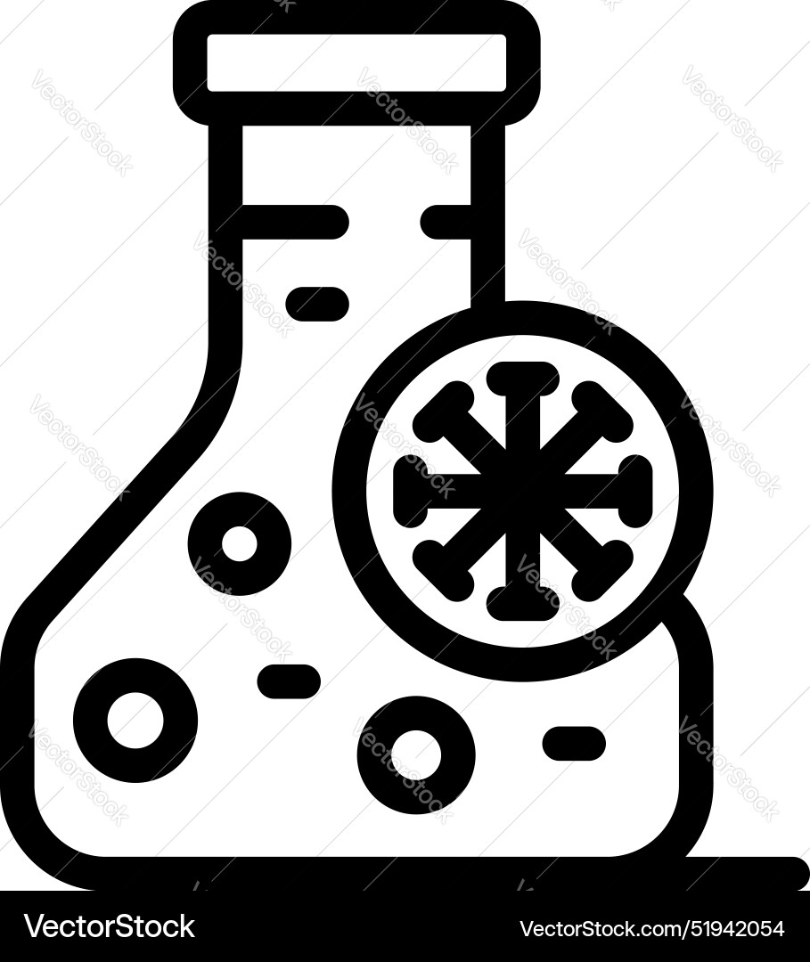 Laboratory flask containing virus molecules Vector Image