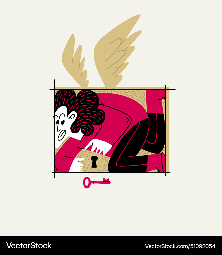 Man is locked in a rectangular frame social Vector Image