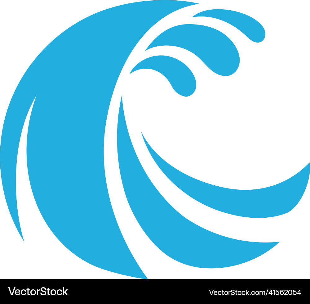 Ocean wave symbol abstract blue aqua sign Vector Image