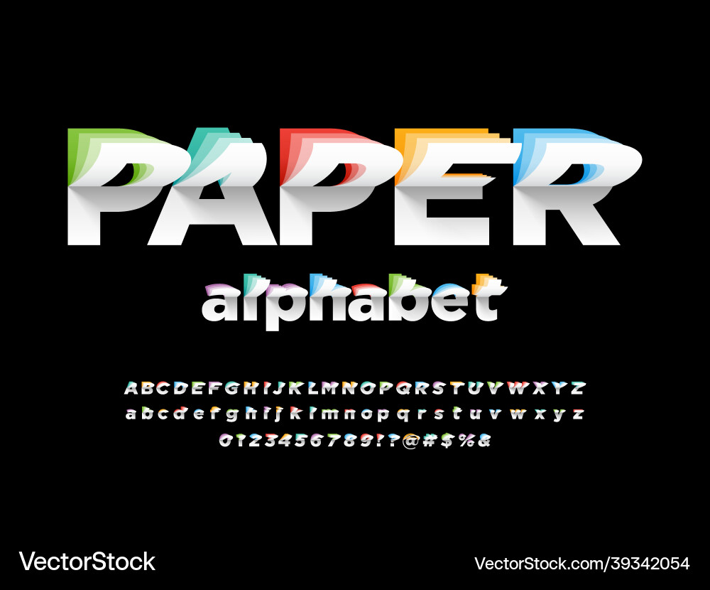 Paper Fold Font - Alphabet Style Royalty Free Vector Image