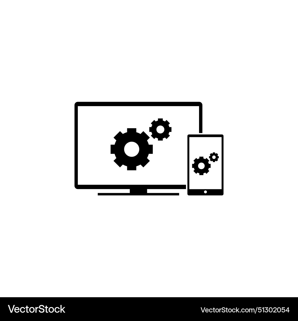 Settings smartphone and pc repair gear flat icon Vector Image