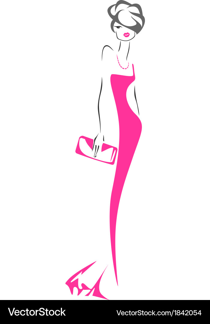 Sketch retro girl Royalty Free Vector Image - VectorStock