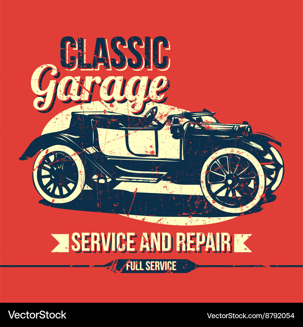 Vintage classic garage design Royalty Free Vector Image
