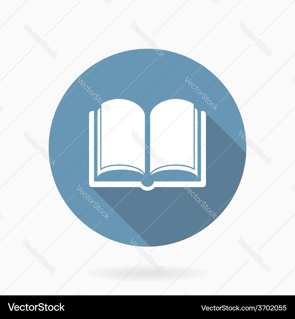 Book icon with flat design blue and white Vector Image