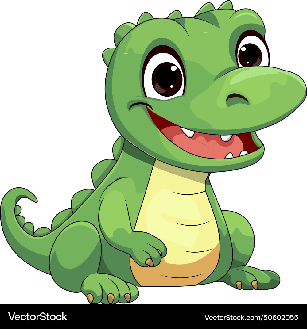 Cute alligator cartoon on white background Vector Image