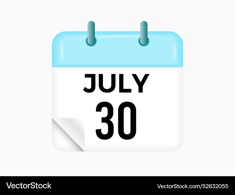 July 30 - calendar and time planner daily Vector Image