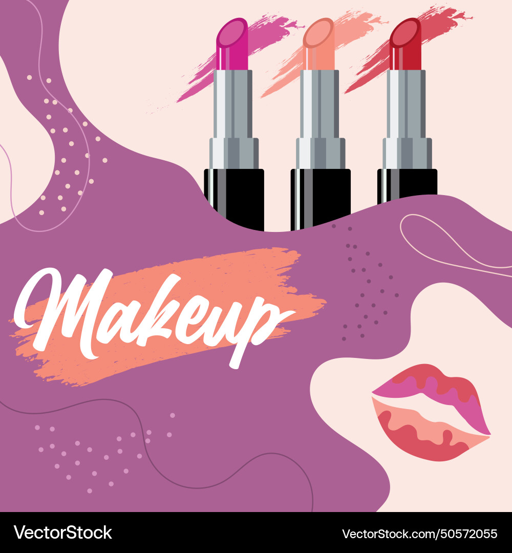 Makeup poster colored lipstick Royalty Free Vector Image