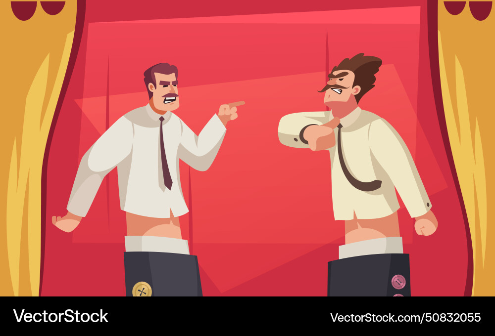 Marionettes theatre cartoon background Royalty Free Vector