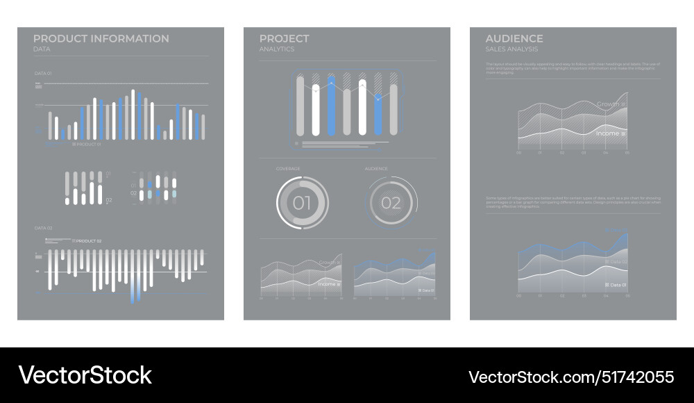 Project business analysis charts in color Vector Image