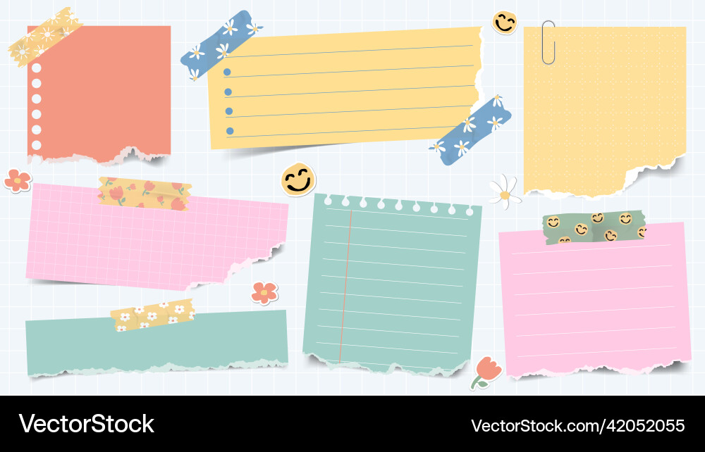 Realistic colorful torn ripped paper sheets Vector Image