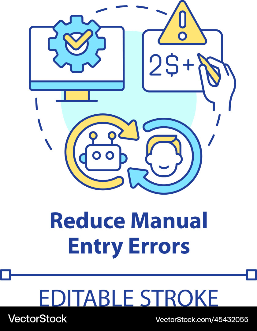 Reduce manual entry errors concept icon Royalty Free Vector
