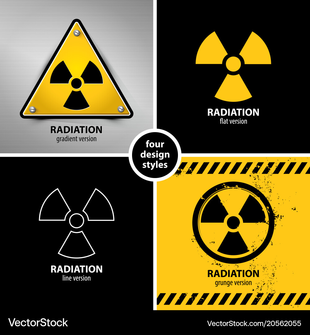 Set of radiation warning symbols Royalty Free Vector Image