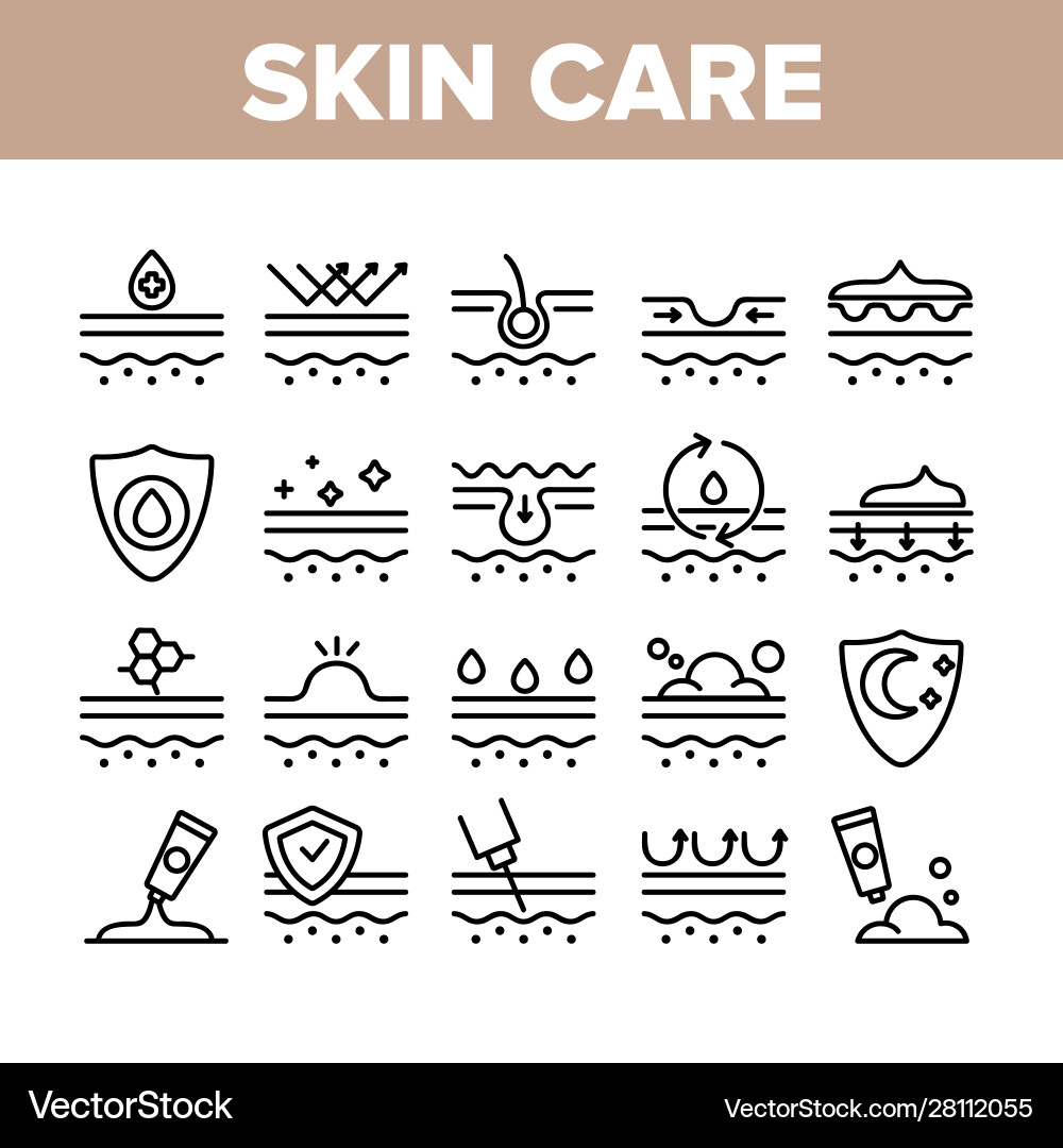 Skin care collection elements icons set Royalty Free Vector