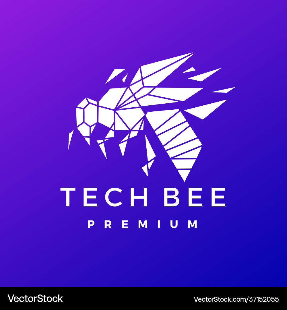 Tech bee geometrisches Polygon-Logo-Symbol Vektorbild