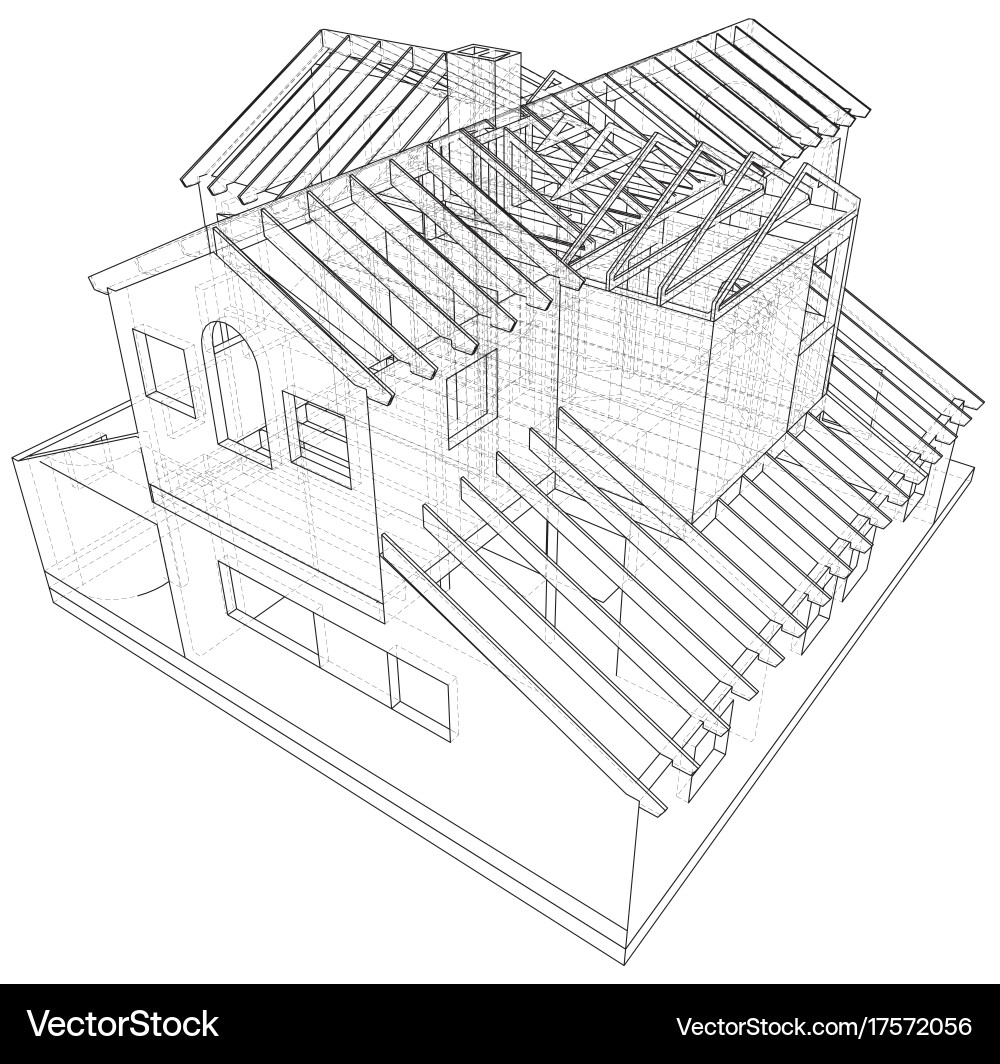 Architectural Structure Wireframe Royalty Free Vector Image