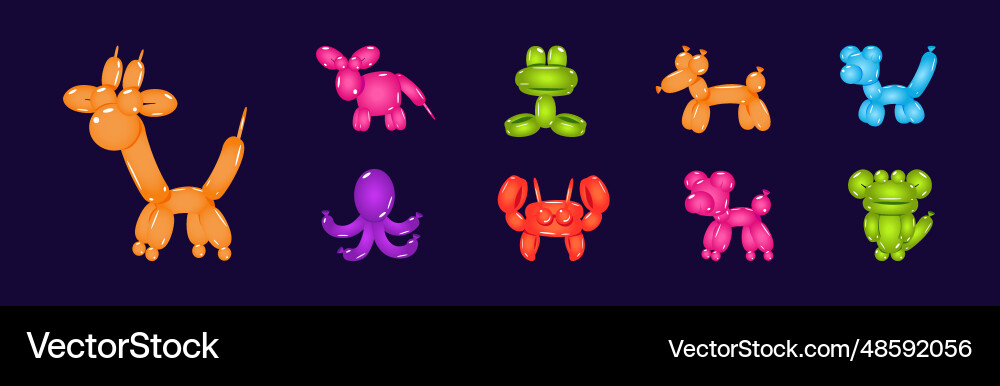 Balloon twisting art with animal figures Vector Image
