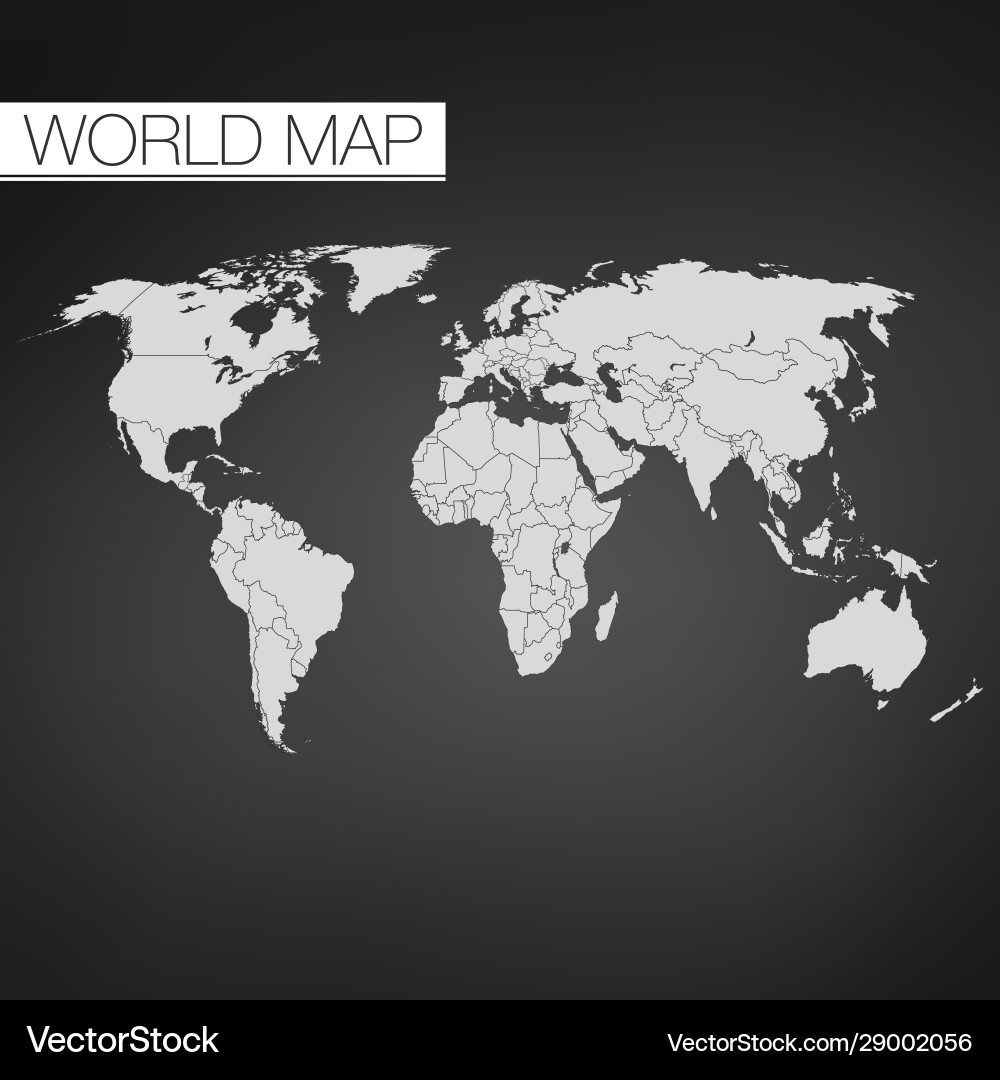 Blank black world map isolated Royalty Free Vector Image
